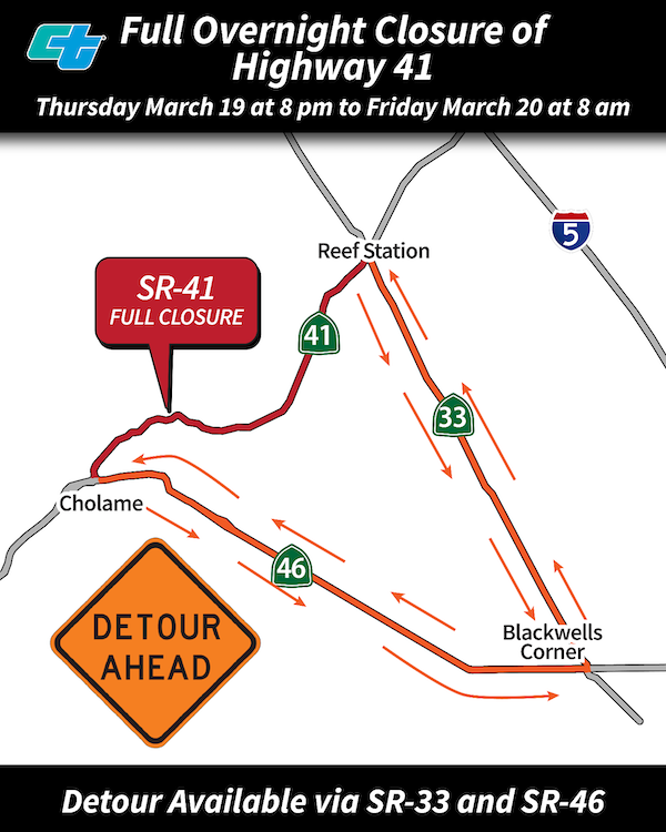 Portion of Highway 41 to close overnight March 20 for rockslide repairs ...